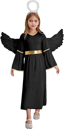 Amazon.com: Nikiikoo Girls Halloween Angel Goddesses Roleplay Outfit ...