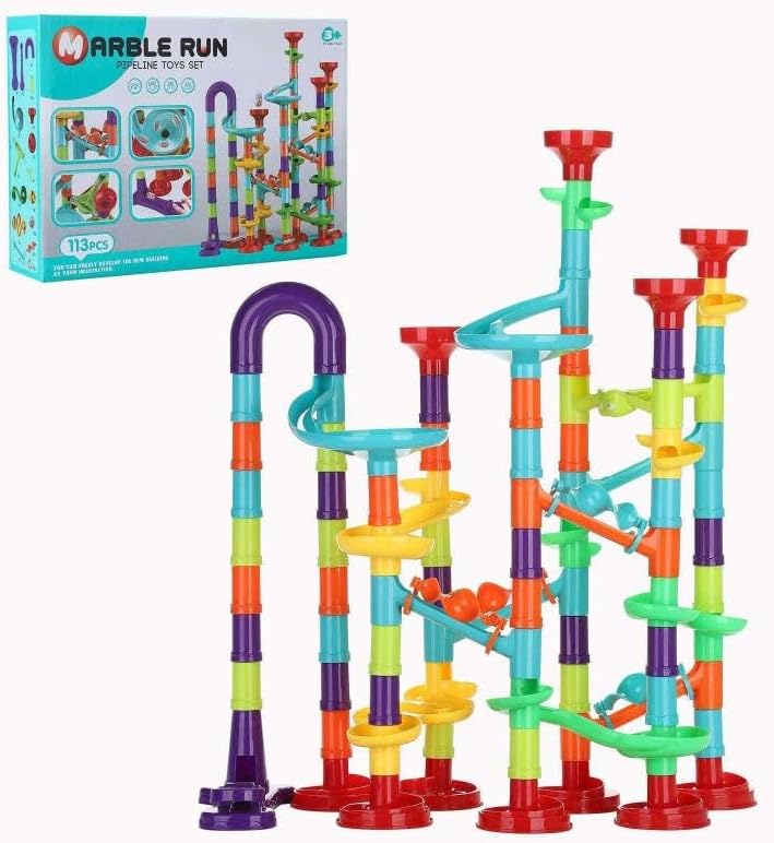 Amazon.com: Marble Run for Kids 4-8, STEM Learning Building Toy, 113 ...