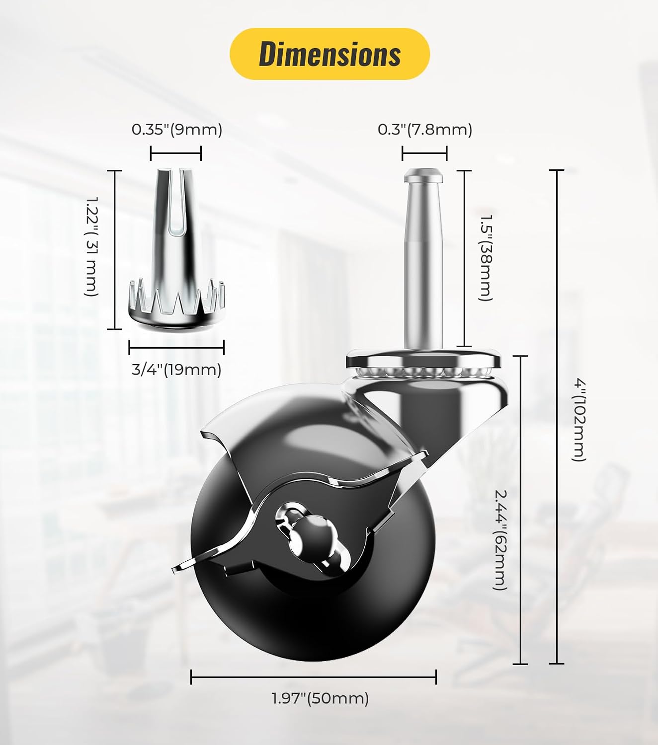 HOLKIE 2 inch Ball Caster Wheels Locking Stem Nepal | Ubuy