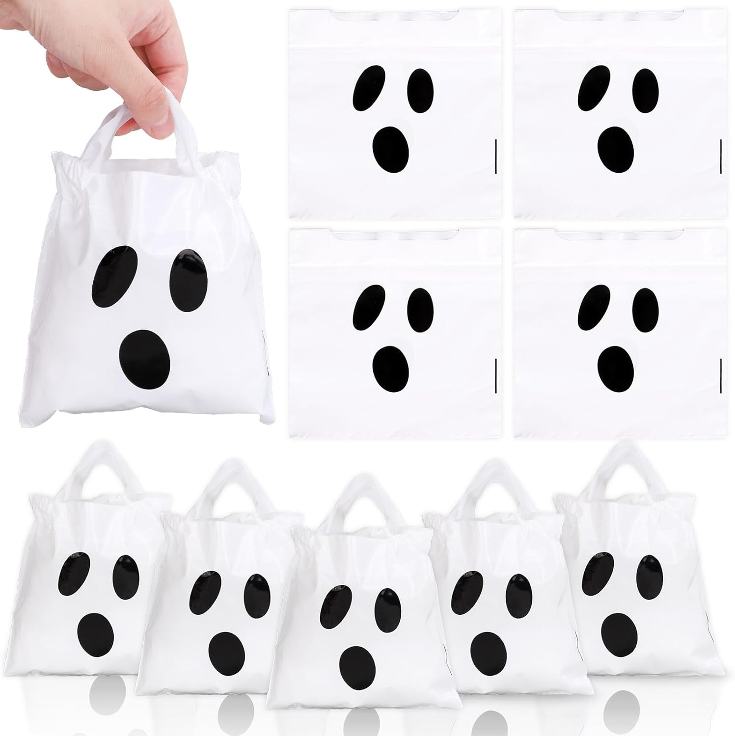 Amazon.com: Whaline 50Pcs Halloween Drawstring Candy Bag White Spooky ...