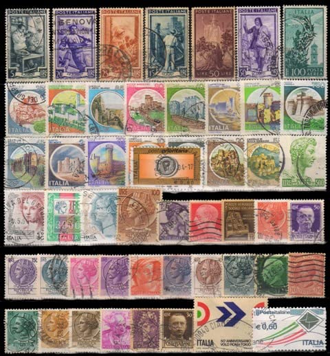 ISC~ Italy Stamps, 50 Different Old Postage Stamps, Small & Large ...