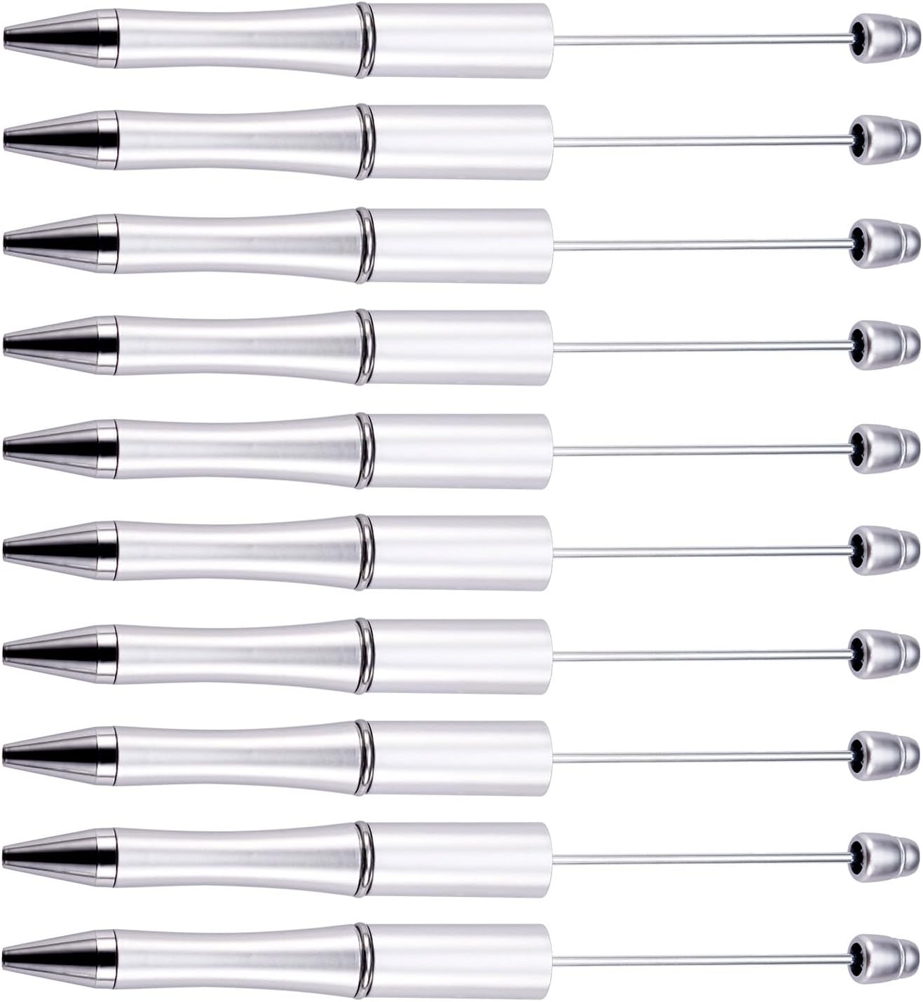 Beadthoven 20pcs Plastic Beadable Pen, Bead Ballpoint Pen Shaft Black ...