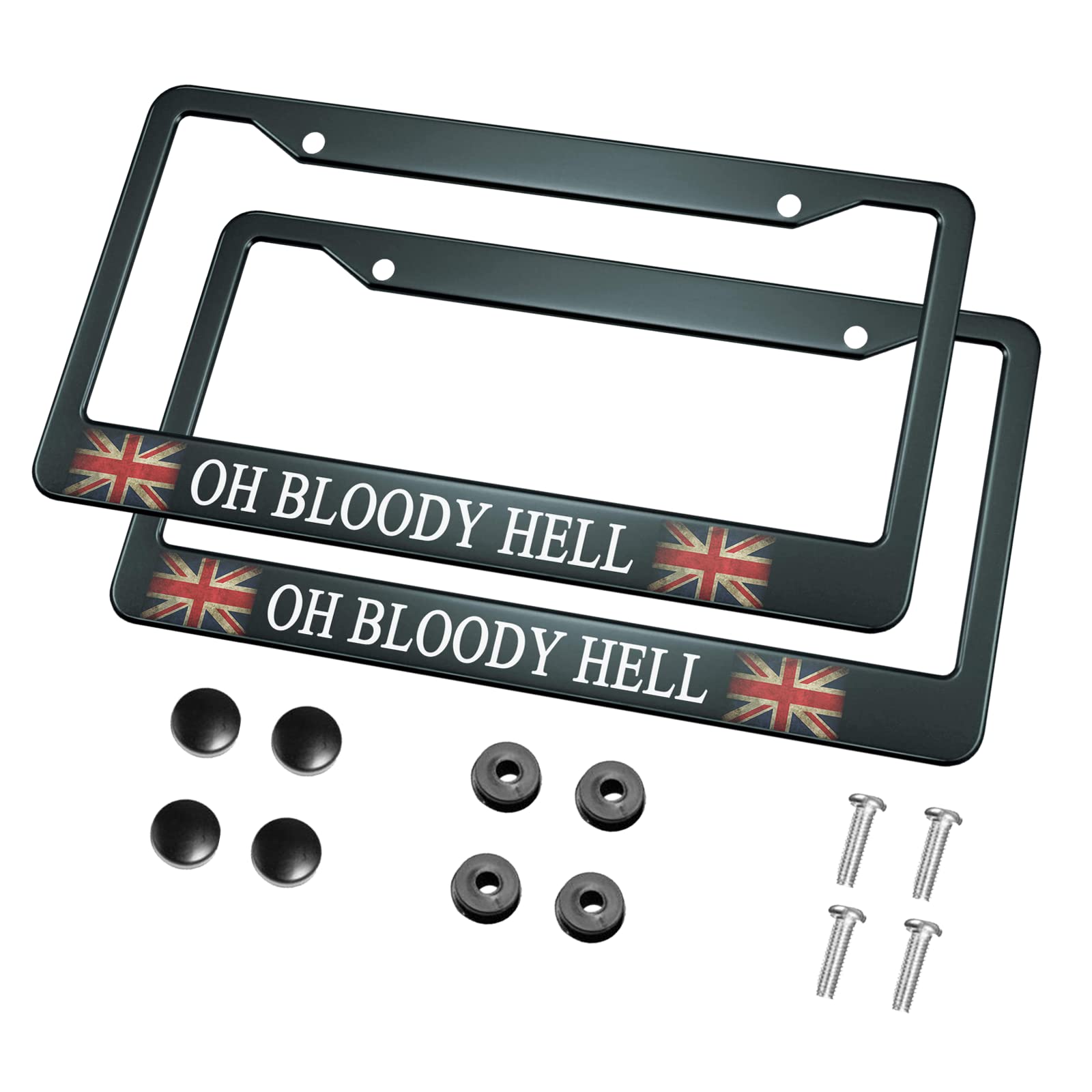 Amazon.com: HOSNYE Oh Bloody Hell License Plate Frame Black 2 Pcs Old ...
