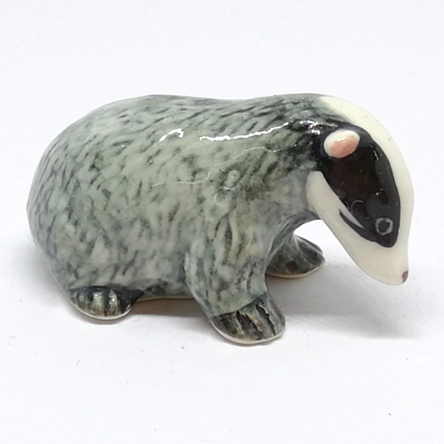 ZOOCRAFT Tiny Ceramic Badger Figurine Craft Miniature Collectible ...
