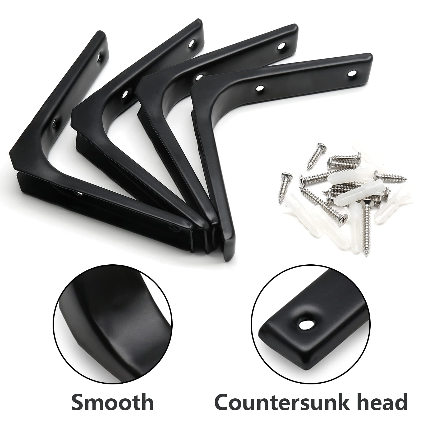 Snapklik.com : 8 Pack Heavy Duty Shelf Brackets 4 X 4 Inch, Decorative ...