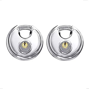 XMASBST 2 Pack Discus Padlocks Keyed Alike, Stainless Steel Round Lock ...