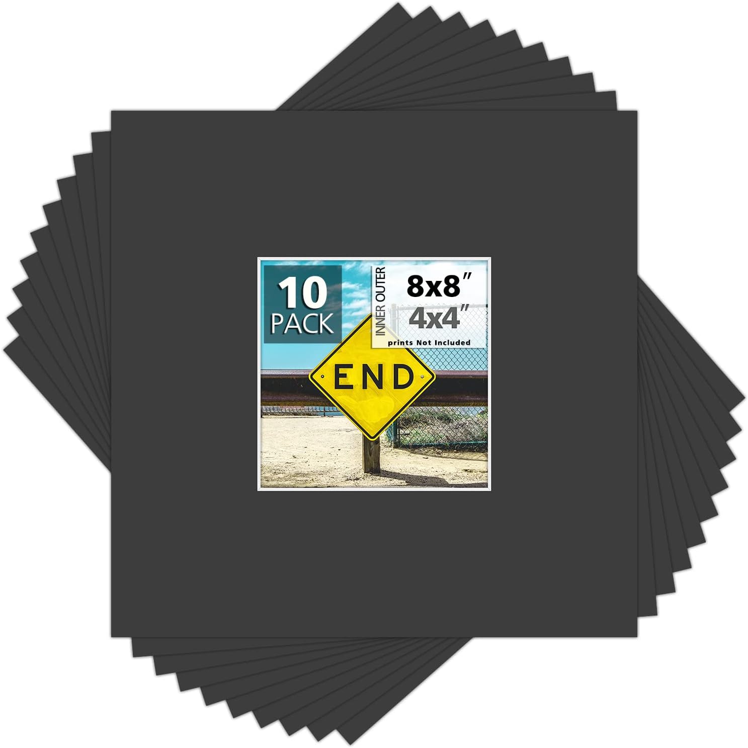 Amazon.com: Mat Board Center, Pack of 10, 8x8 for 4x4 Black Color Mats ...