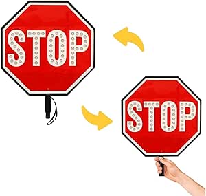 Stop Sign with Wrist Strap – 18 Inch Double-Sided Reflective Handheld ...