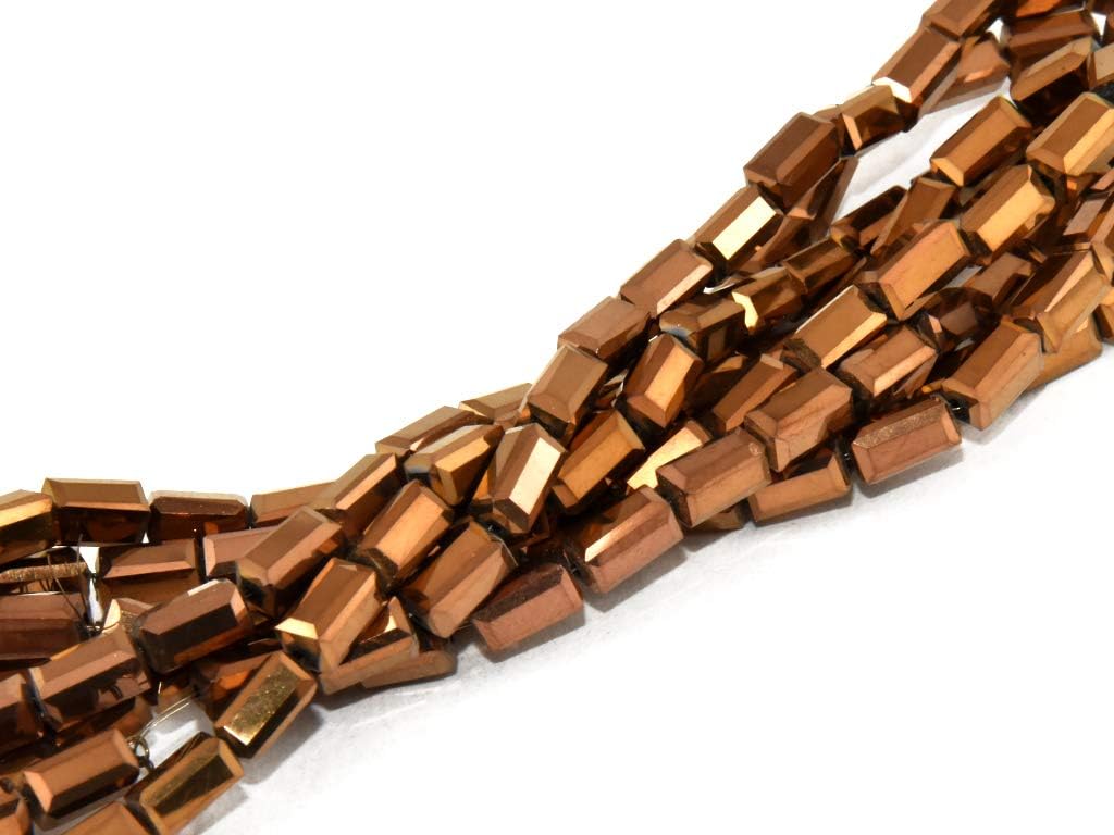 Amazon.com: The Design Cart Brown Metallic Rectangle Crystal Beads (3 ...