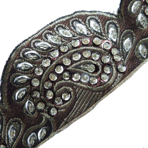 Amazon.com: Hand Beaded Brown Sequin Ribbon Trim Sewing Craft 1 Yd ...