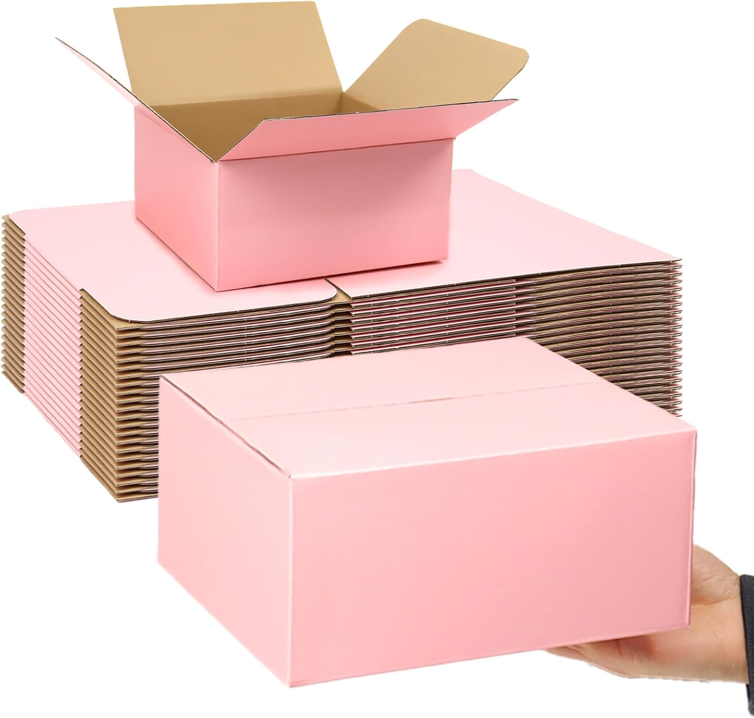 Amazon.com: Pink Shipping Boxes Medium 8x8x4 Inches, 30 Pack Corrugated ...