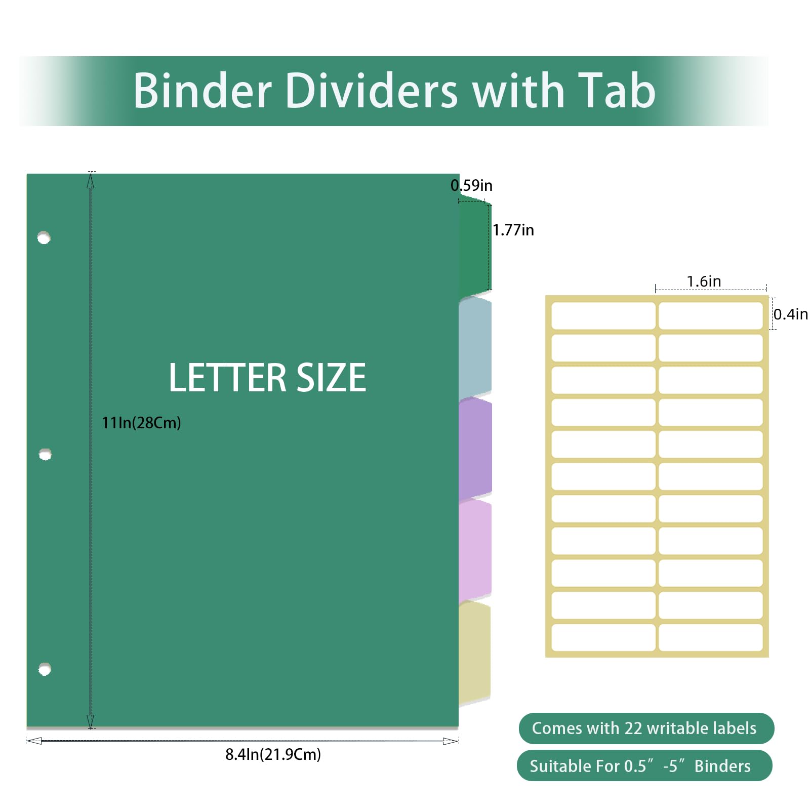 Snapklik.com : 10Pcs/2 Sets Binder Dividers For 3 Ring Binder,5 Tab Binder Plastic Page Dividers