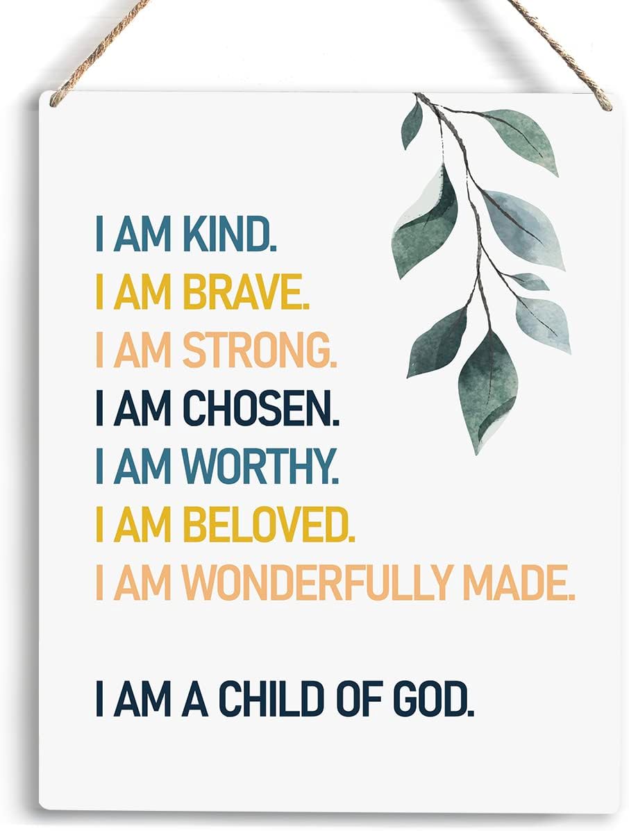 Amazon.com: Christian Wooden Hanging Sign I Am A Child of God Bible ...