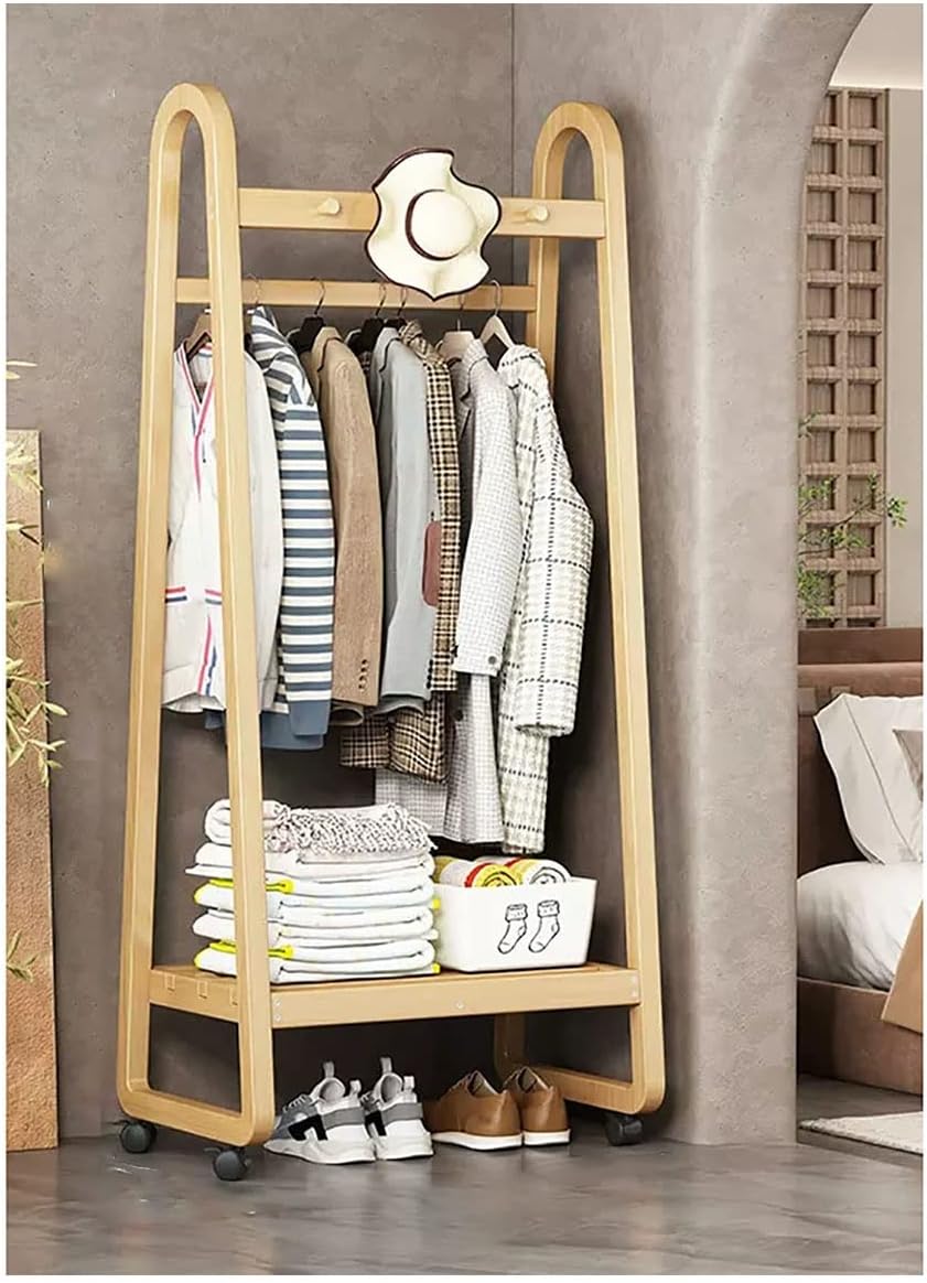 Amazon.com: KARMIO Wooden Coat Rack Freestanding Garment Rack with ...