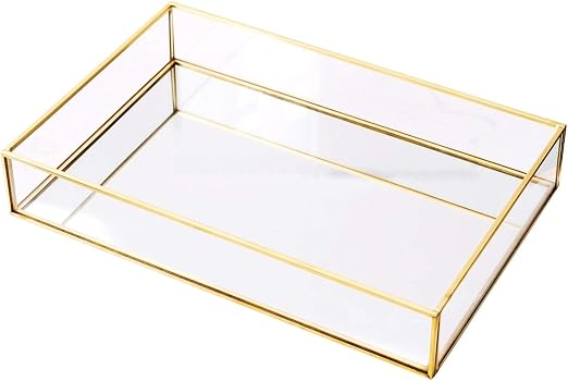 Amazon.com: Rectangle Vintage Glass Tray Countertop Holder Dresser ...