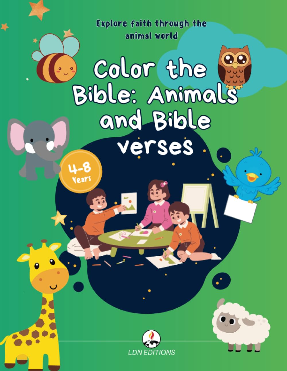 Color the Bible: Animals and Bible Verses: Christian coloring book for ...