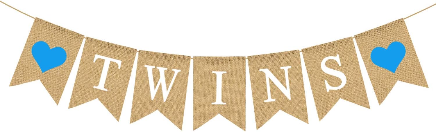 Amazon.com: Rustic Burlap Twins Banner for Twin boys Baby Shower Party ...