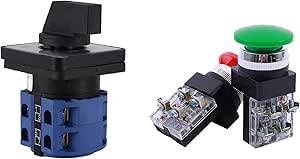 Nicfaky 1 Pcs AC660V 25A 2-Pole 3-Position Momentary Switch & 1 Pcs AC ...