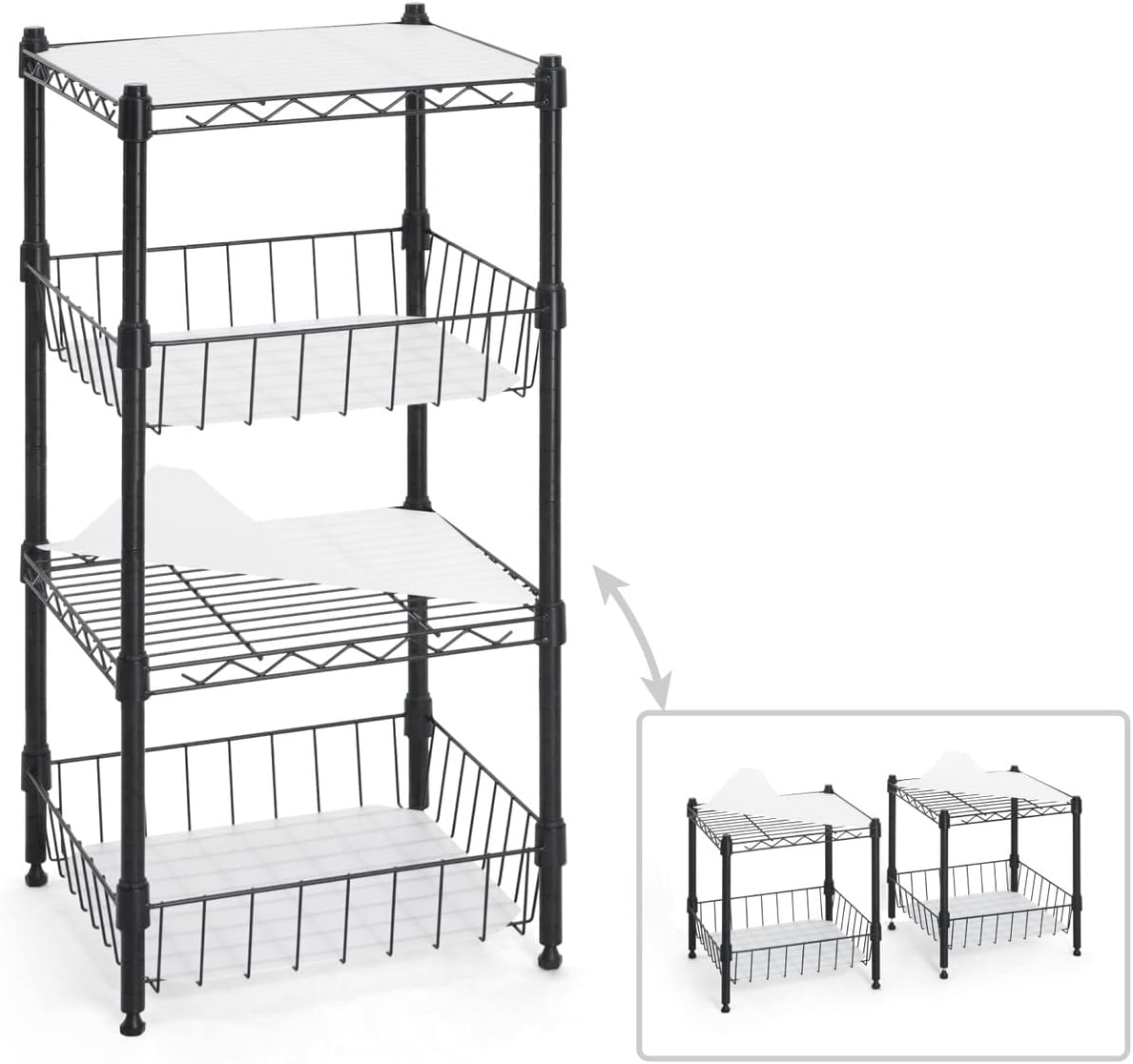 Amazon.com: Fencer Wire NSF 2 to 4 Tier Stackable Wire Shelving Unit w ...