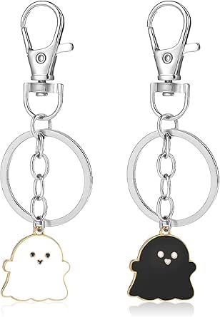 Amazon.com: Ouligay 2 Friends Gifts Halloween Keychain Black White ...