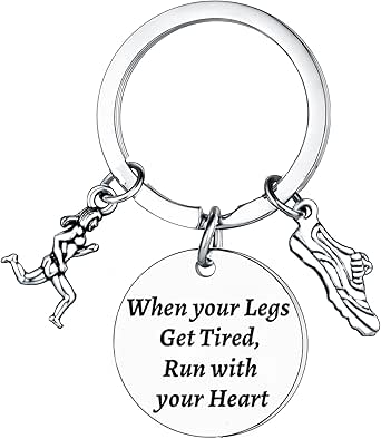 Mebvdebe Inspirational Running Keychain - 'Run with Your Heart ...
