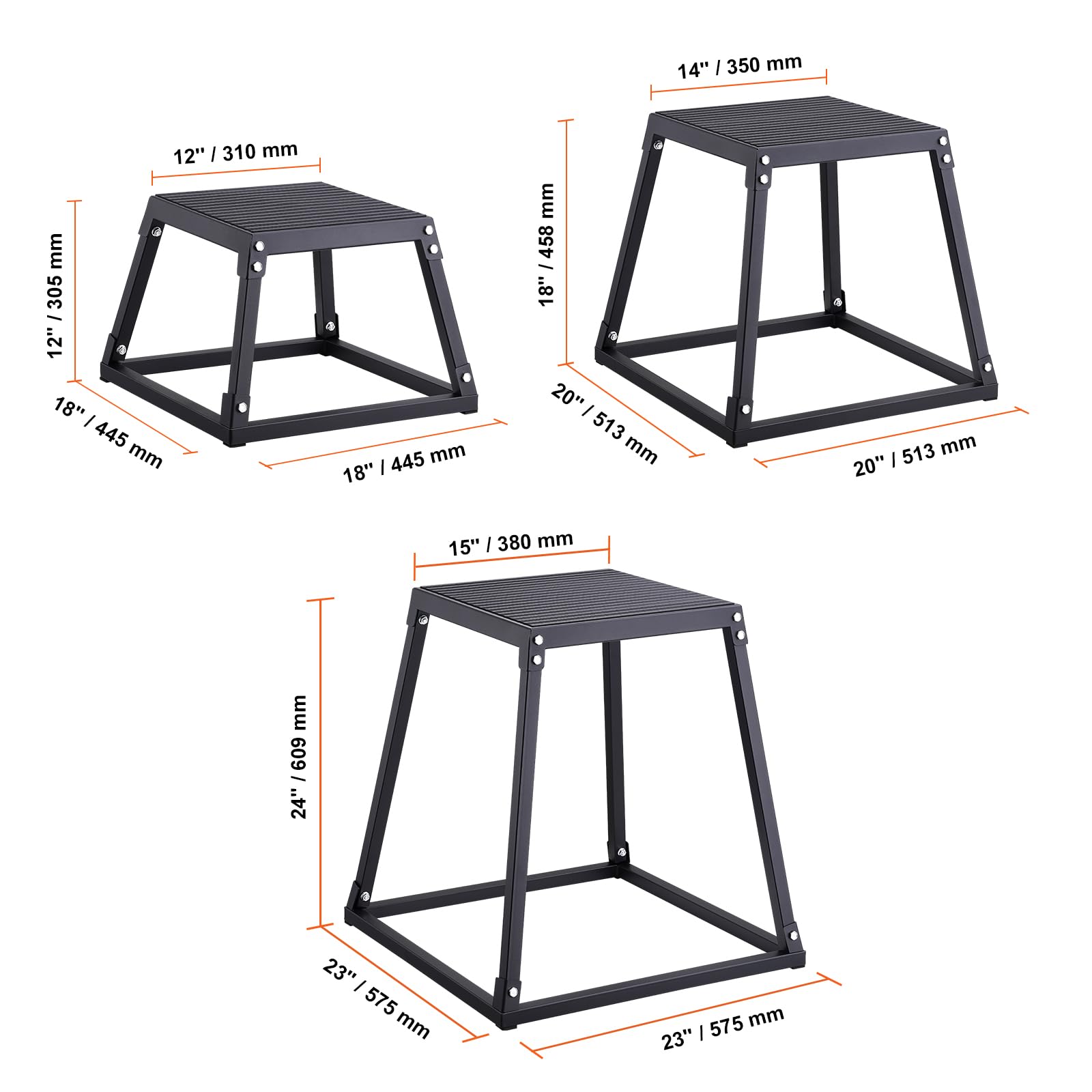 Snapklik.com : Plyometric Platform Box, 12/18/24 Inch Plyometric Jump ...