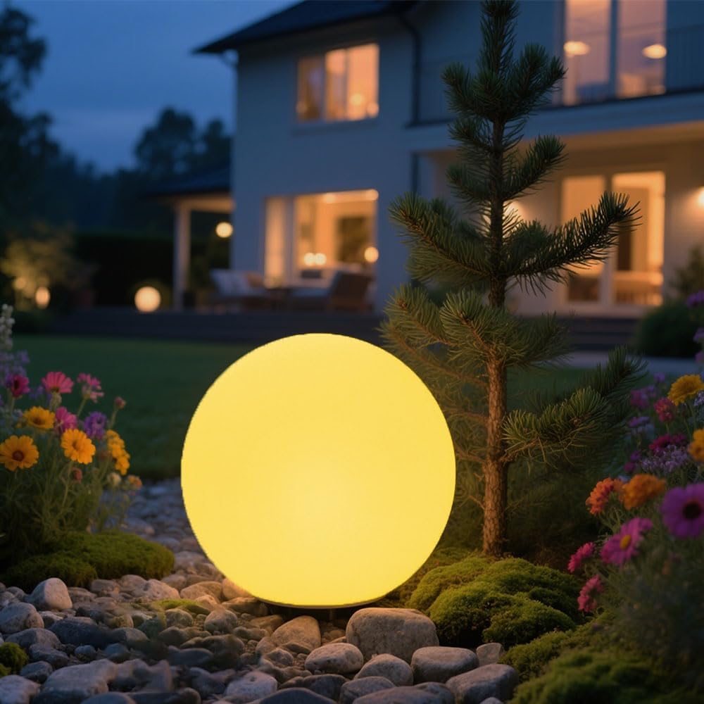 10-in Garden Solar Globe Light for Outside Waterproof, Dimmable RGB ...