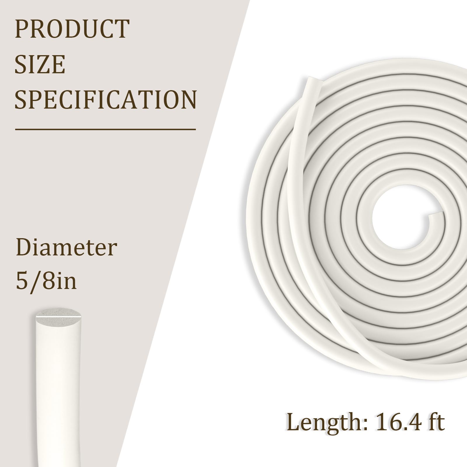 Snapklik.com : Backer Rod, 5/8" Diameter X 16.4 Length White EPDM ...
