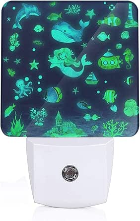 BQIUULO Luminous Mermaid Plug in Night Lights for Wall Decorative Kids ...