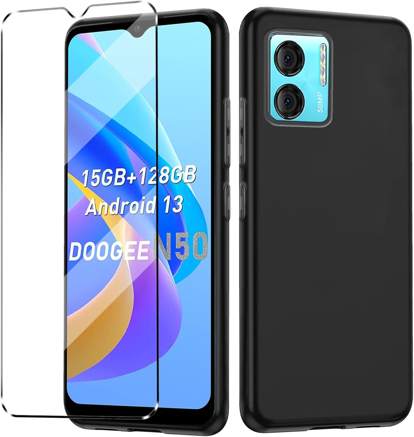 [2 in 1] Case Compatible with DOOGEE N50S/N50 Cover with 1Pack Tempered ...