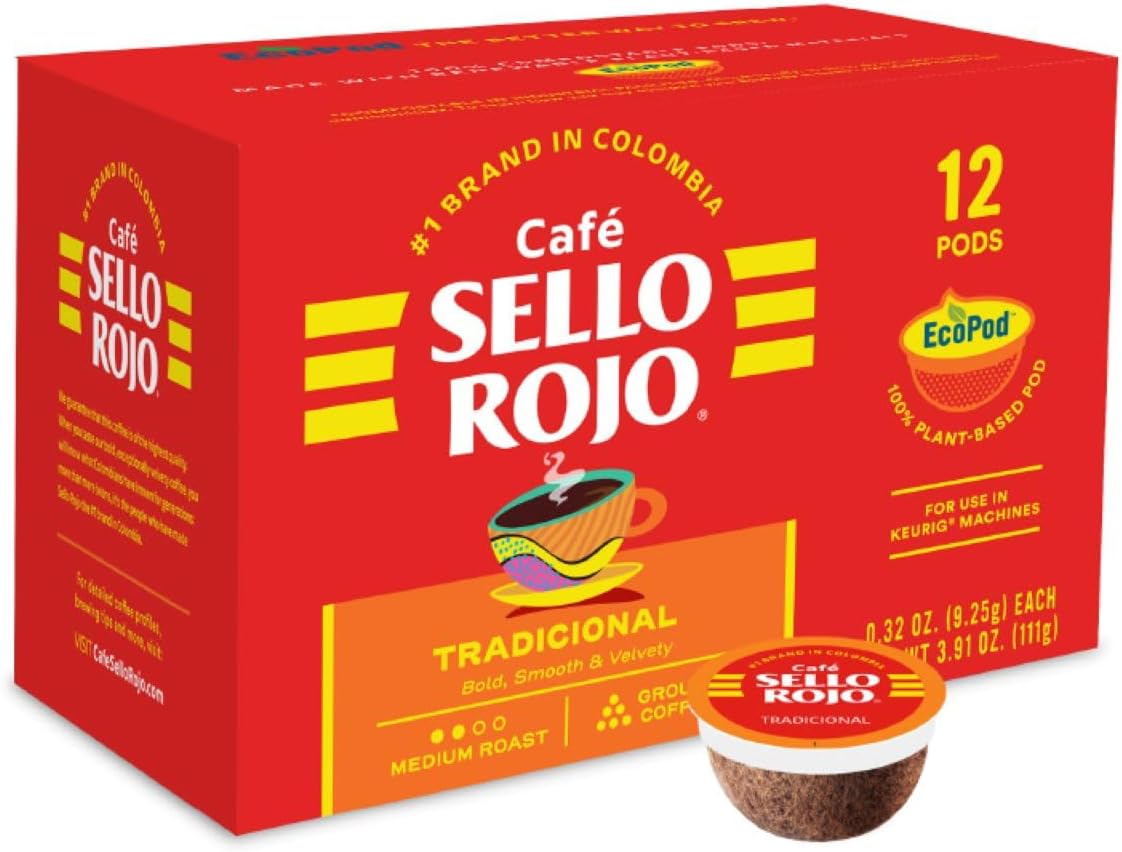 Amazon.com: Sello Rojo, Tradicional Single Serve Coffee K-Cup Pods, 12 ...