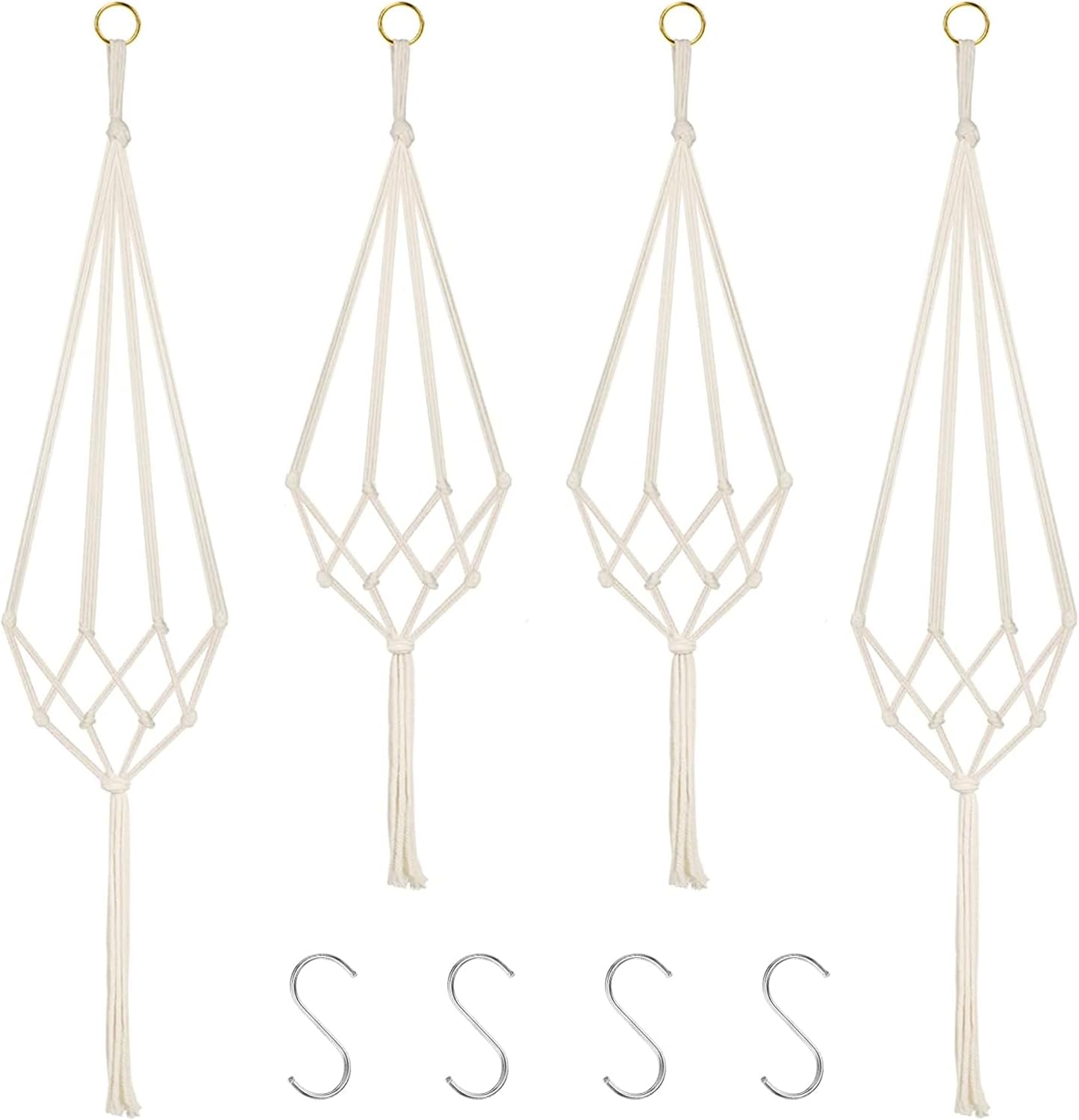 4Pcs Rope Hanging Planter Basket Cotton Rope Macrame Plant Hanger with ...