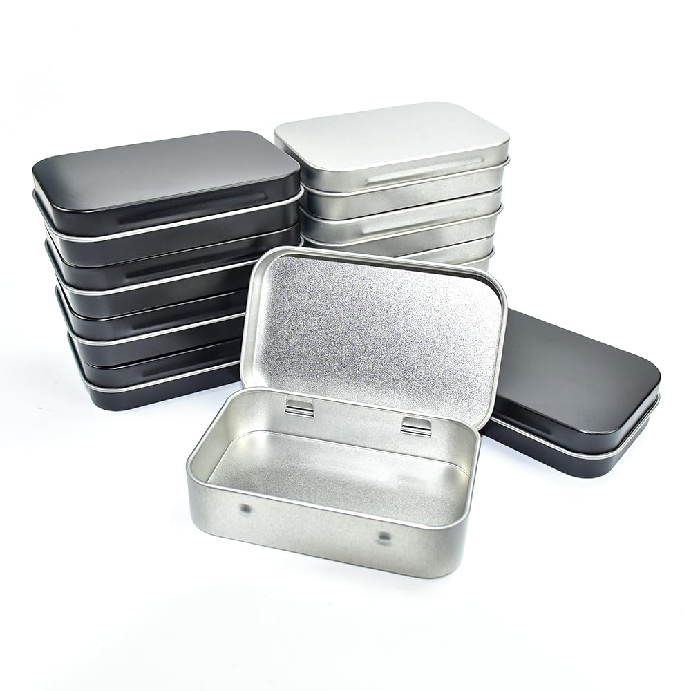 NAROSEBE 10 Stück Metalldosen Rechteckige mit Deckel Blechdosen Schwarz ...