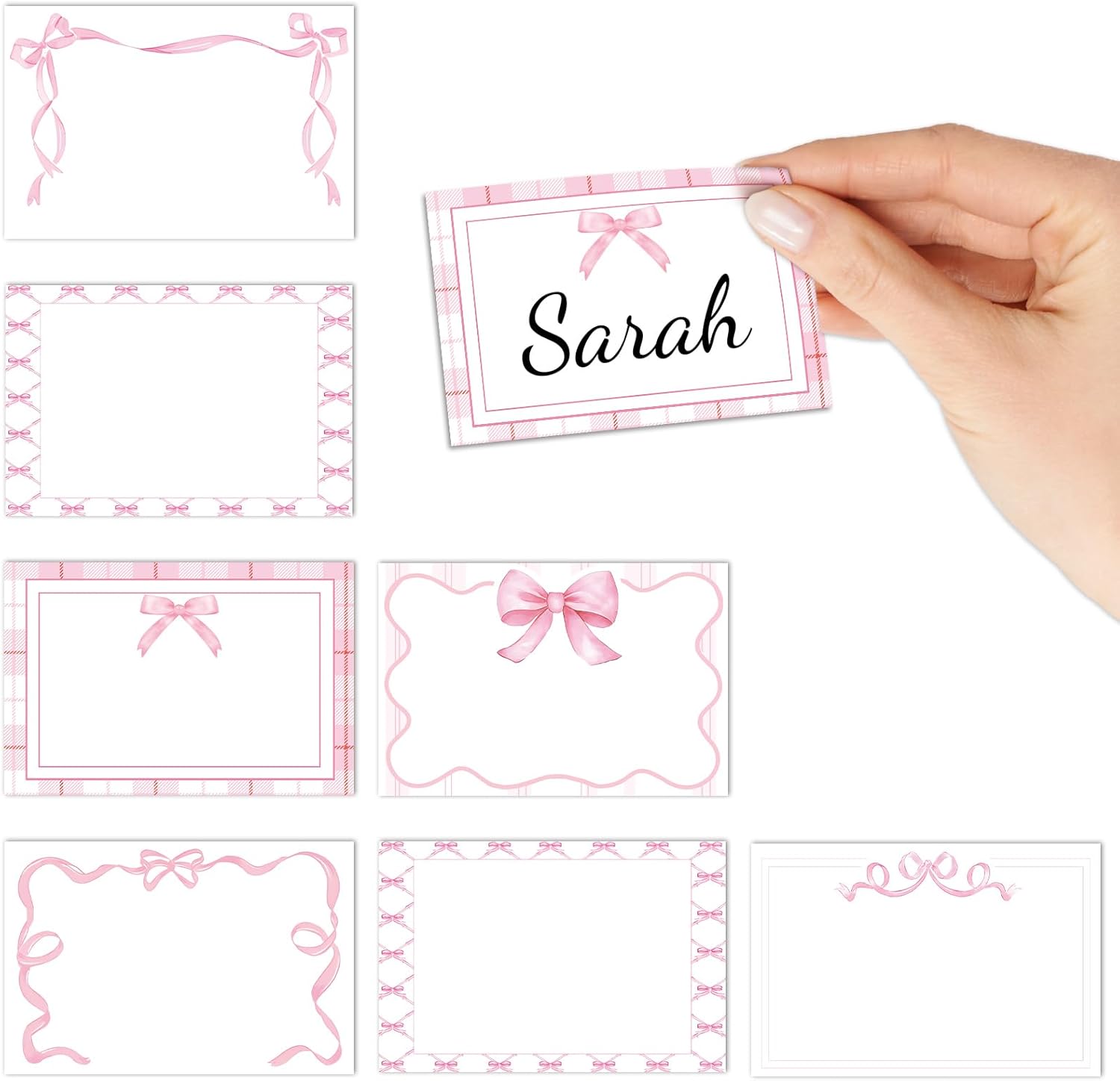 Amazon.com: Whaline 180Pcs Pink Bow Name Tag Stickers Pretty Bowknot ...