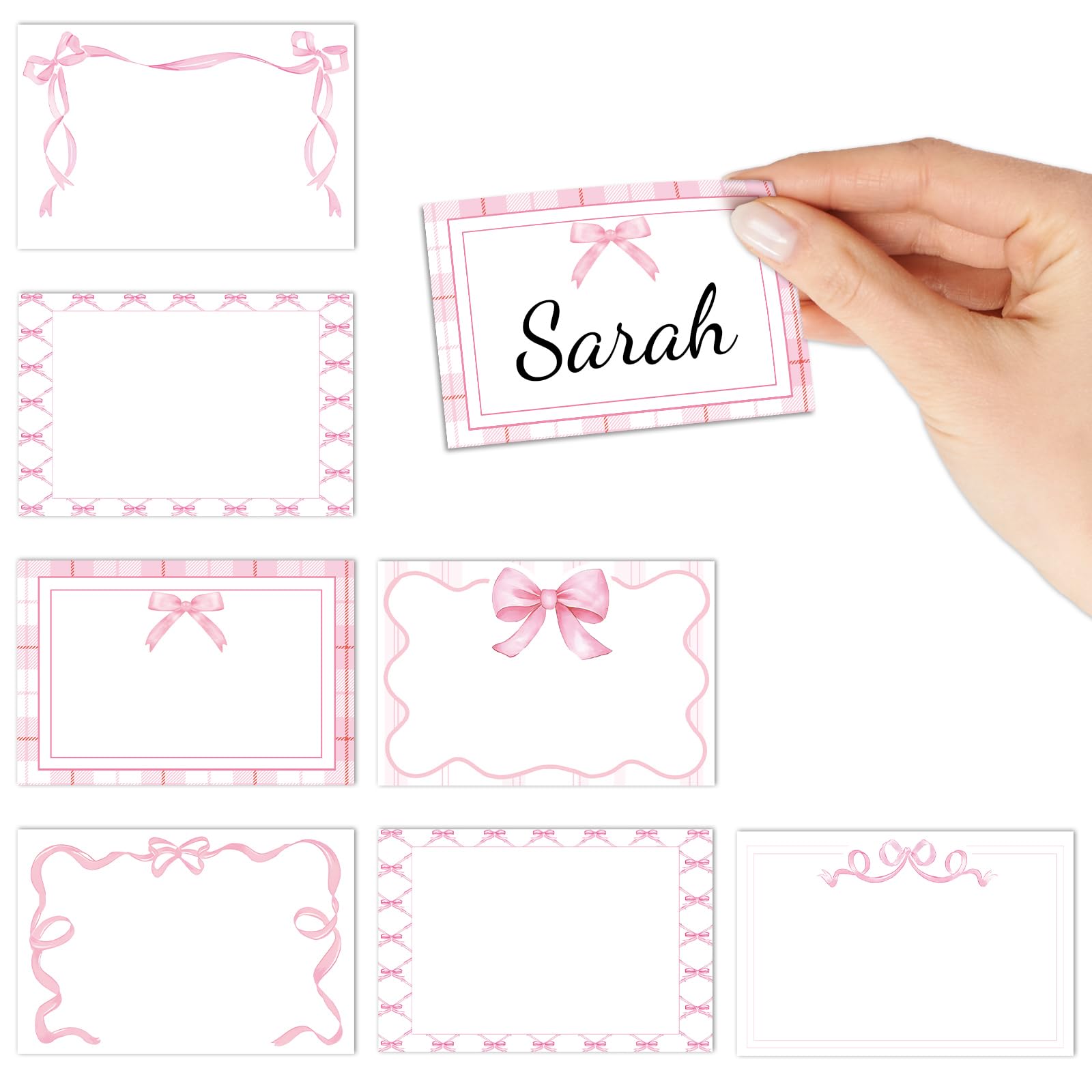 Snapklik.com : 180Pcs Pink Bow Name Tag Stickers Pretty Bowknot ...