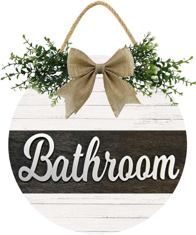 Amazon.com : KPSheng Cute Bathroom Front Door Sign Wreaths Hanging ...