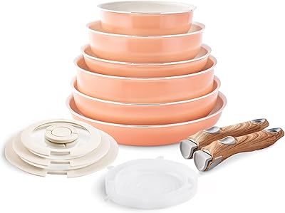 Amazon.com: lzteck 23 Pieces Non-Stick Cookware Set,Stackable Pans and ...