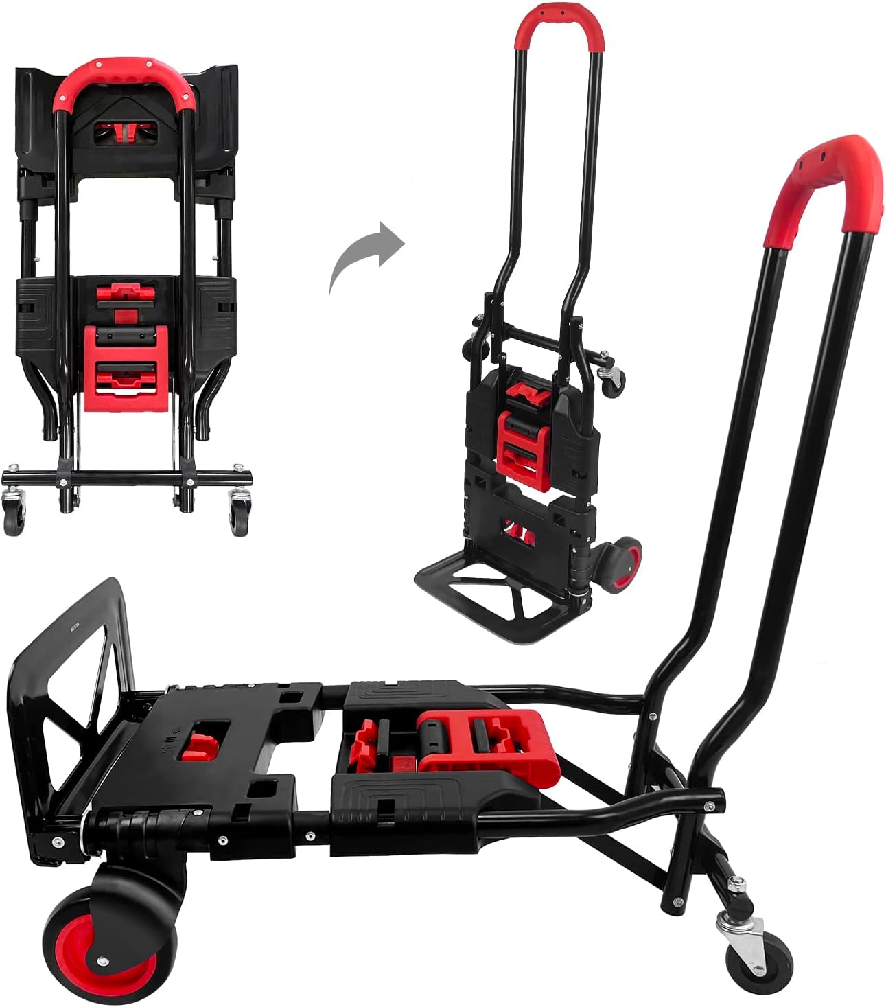 Fuelio 2 in 1 Folding Hand Truck Dolly Cart - Foldable Hand Truck for ...