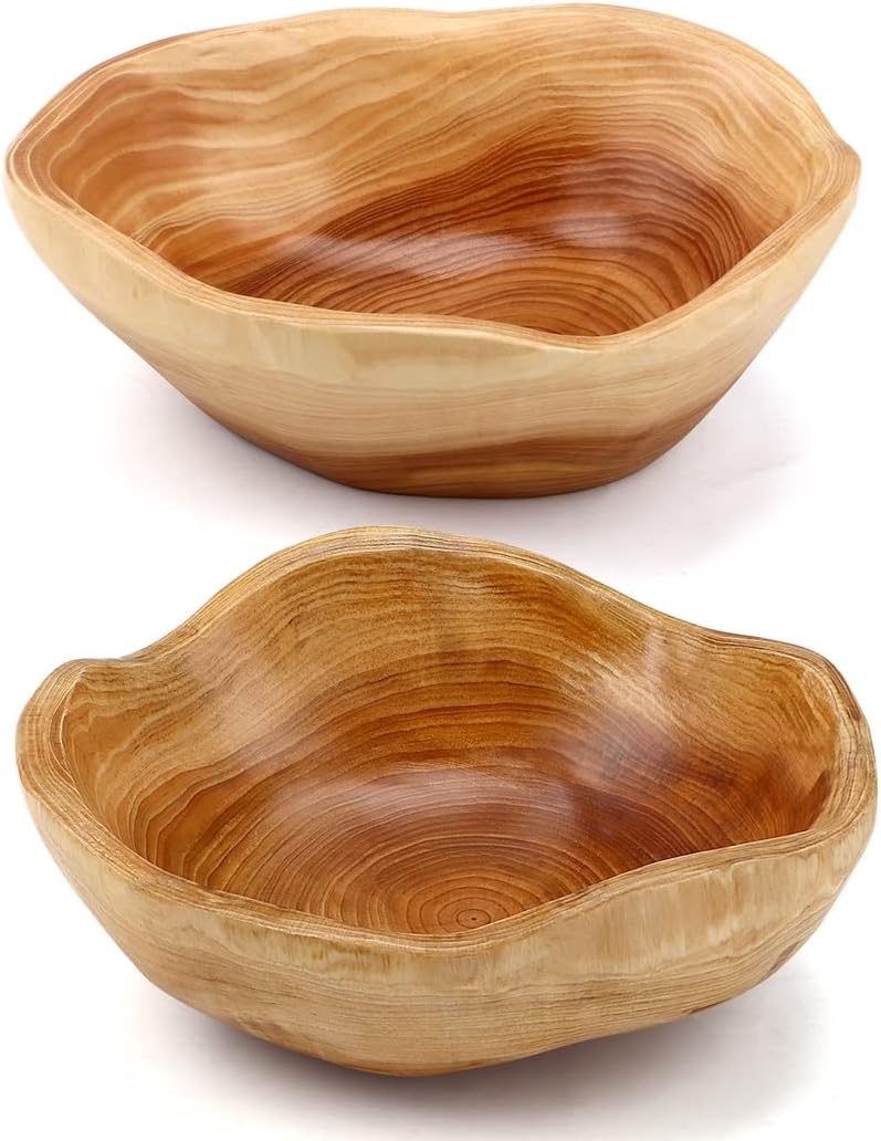 Amazon.com: Varku 2PCS Decorative Wooden Bowls, Wood Fruit Bowls for ...