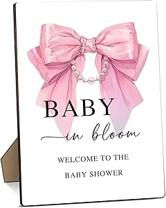 Amazon.com: Pink Bow Bar Sign, Welcome To Baby Shower Signs,8x11 Inches ...