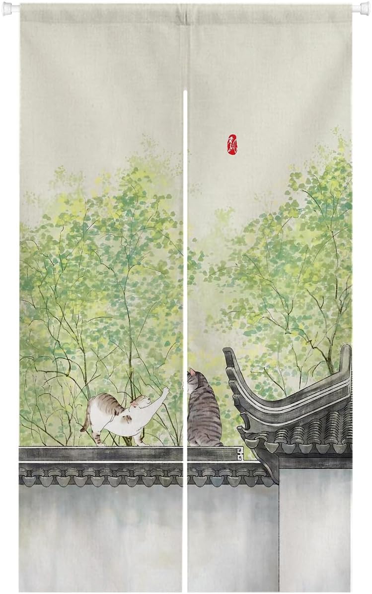 Amazon.com: Noren Curtain Tapestry Maneki Neko Fortune Cat (Japan ...