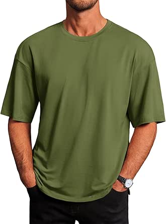 Runcati Mens Casual T-Shirts Short Sleeve Lightweight Oversized Summer Cotton Tee Beach Crew ...