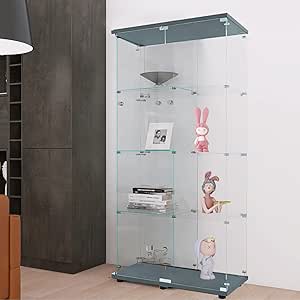 Amazon.com: HomVent Glass Display Case with Doors, Floor Standing 4 ...
