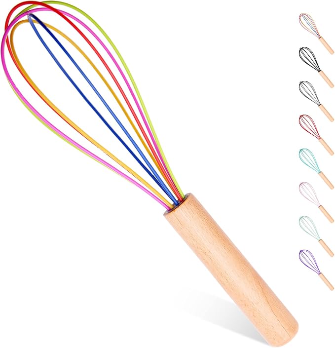 Amazon.com: Silicone Whisk, Silicone Whisks with Wooden Handle, Whisks ...
