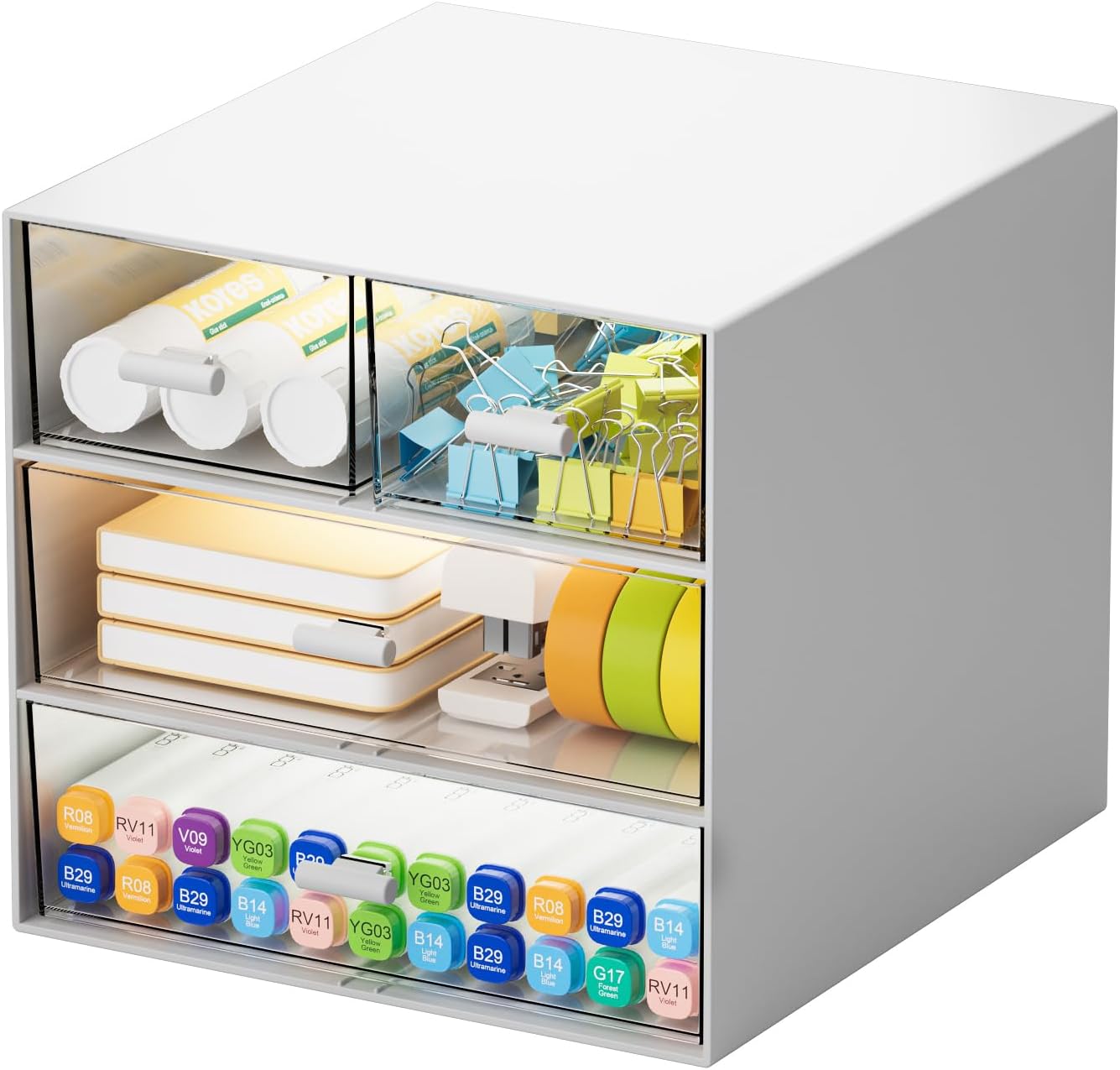Amazon.com: Desk Organizer Storage with Drawers, Makeup Organizer ...