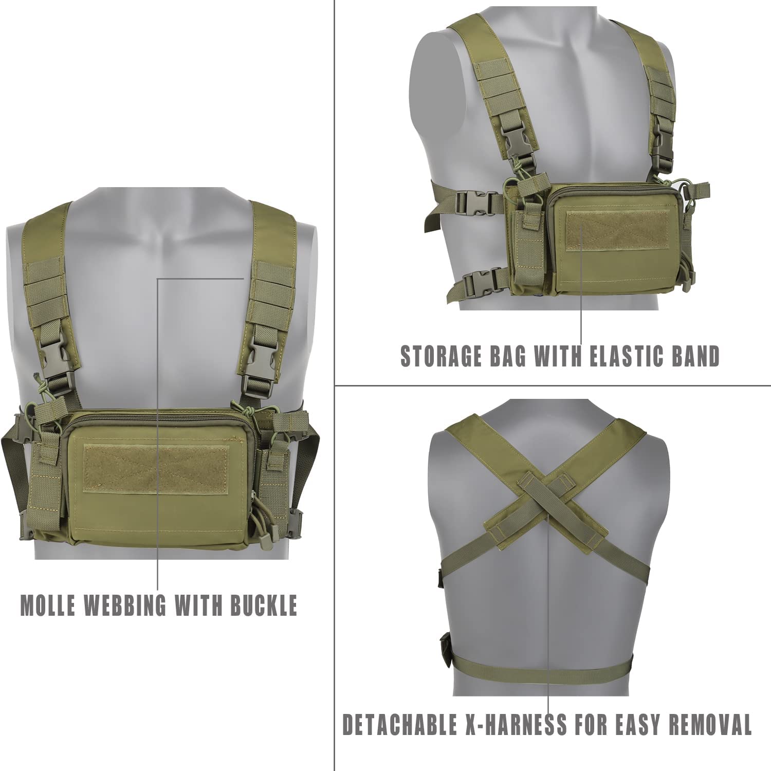 Tactical Assault Chest Rig 500D Molle Multicam Tactical Vest with Multi ...