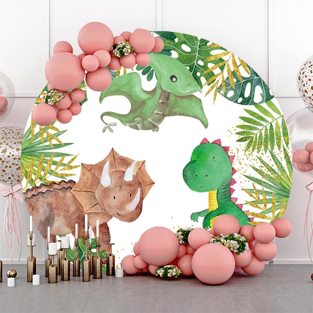 Amazon.com : AOFOTO 7x7ft Cartoon Dinosaur Round Backdrop Birthday ...