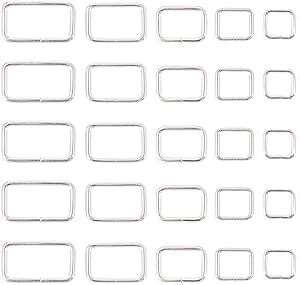 Swpeet 50 Pcs Sliver Assorted Metal Rectangle Ring, Webbing Belts ...