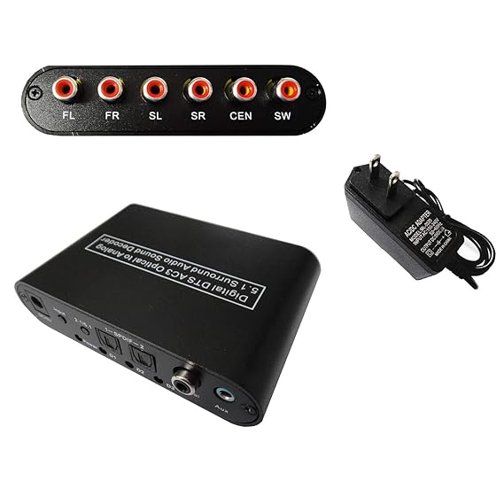 Easyday 5.1 Audio Decoder Adapter Optical Toslink Coaxial Dolby AC3 DTS ...