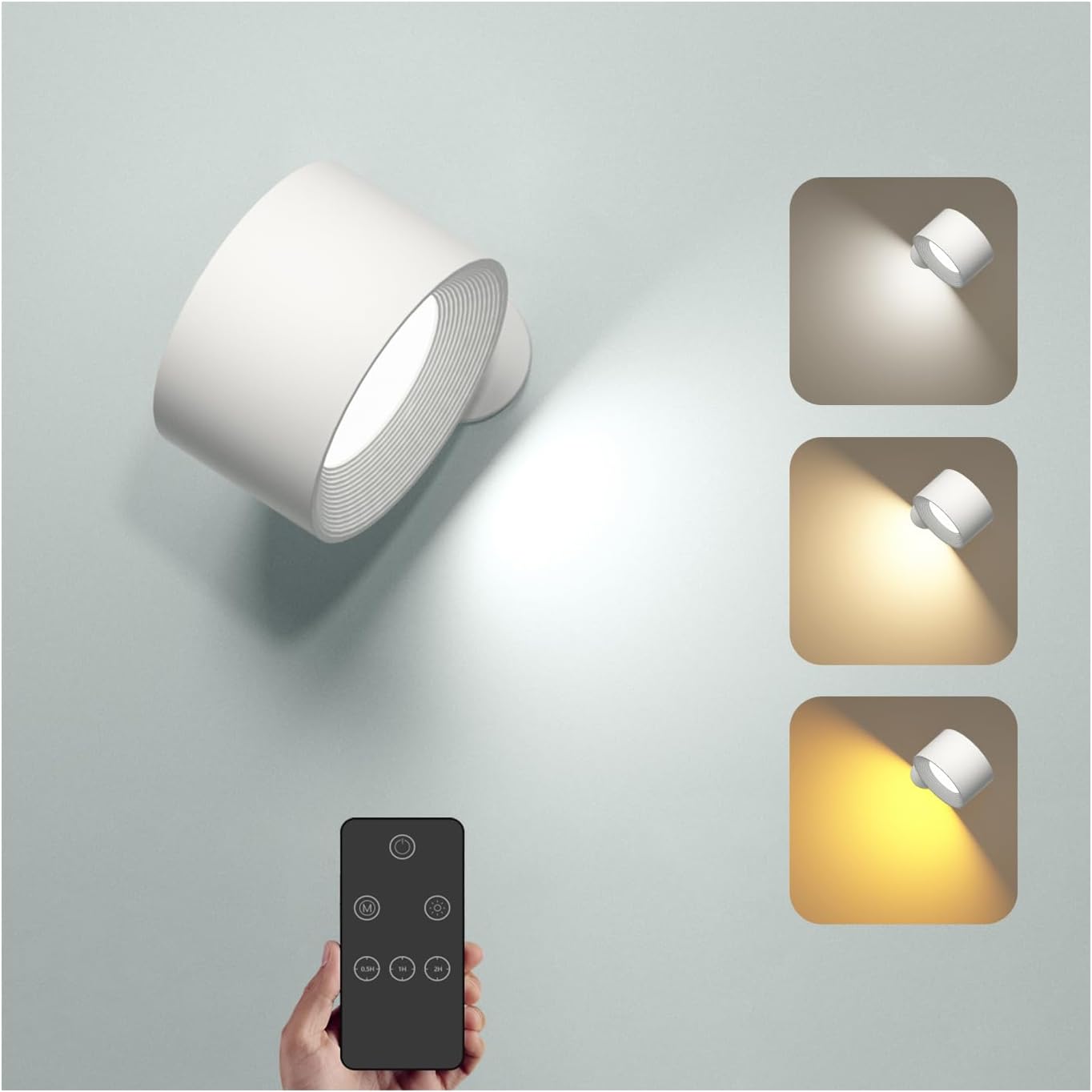Feallive Wall Light Indoor, Wall Lamp with Remote Control Dimmable with ...
